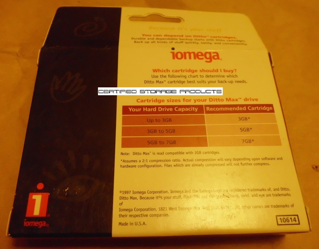NEW iOMEGA Ditto Max 2.5GB/5GB Data Tape Cartridge w/Flash!File TRAVAN ...