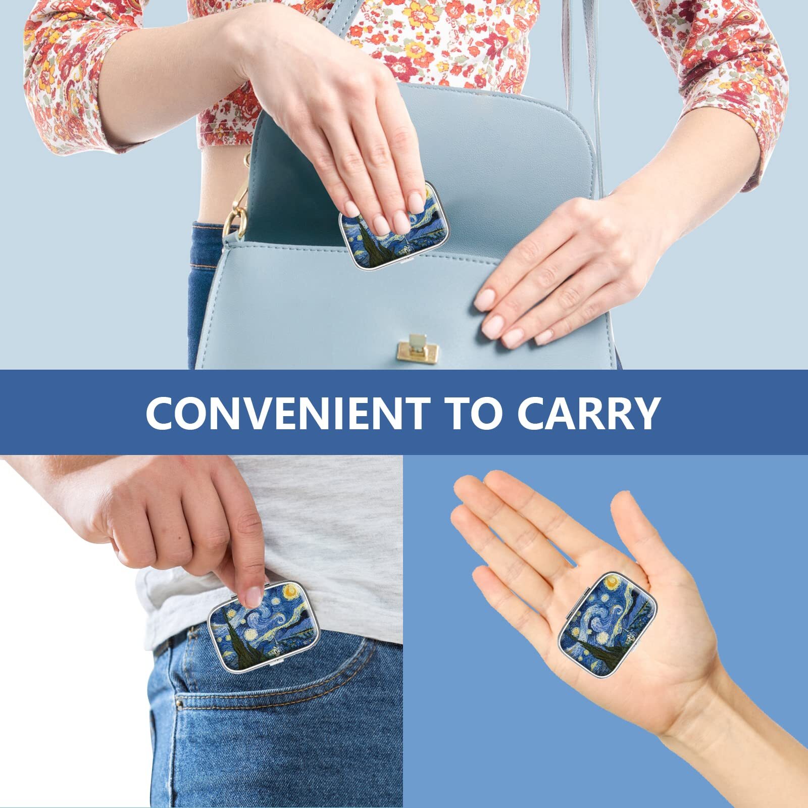 Pill Box 2 Compartment Medicine Pill Case,Portable Pill Box for Pocket ...