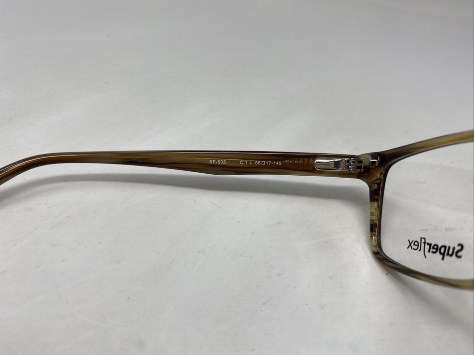 Superflex SF-505 C.1 55-17-145 Brown Plastic Full Rim Eyeglasses Frame ...