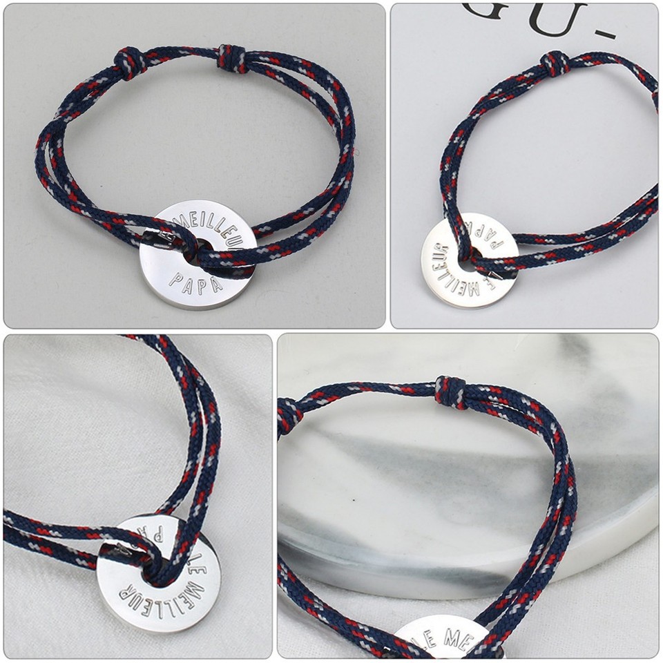 1Pc Simple Hand-woven Wrist Band Fashion Letters Bracelet Father's Day ...