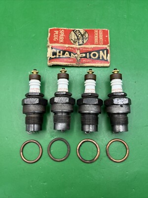 4 Later Brass Hat Champion 3X Model A B Ford Vintage Antique Spark ...