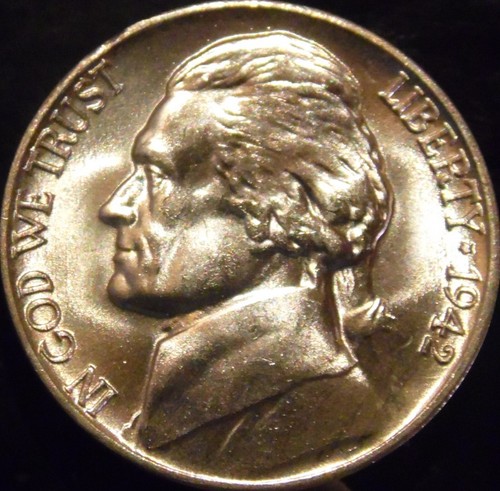 1942-P Jefferson Silver Nickel Gem BU Uncirculated Full Steps Full Step ...