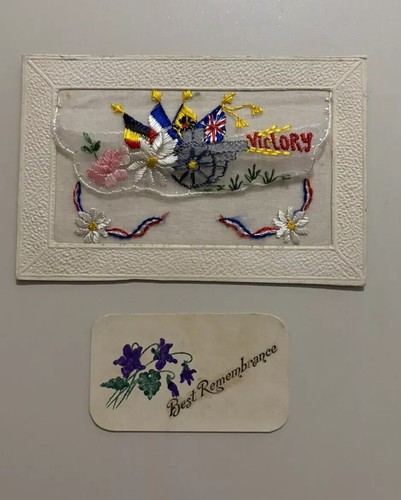 WW1 Embroidered Silk Postcard Envelope Style With Card Insert Victory ...