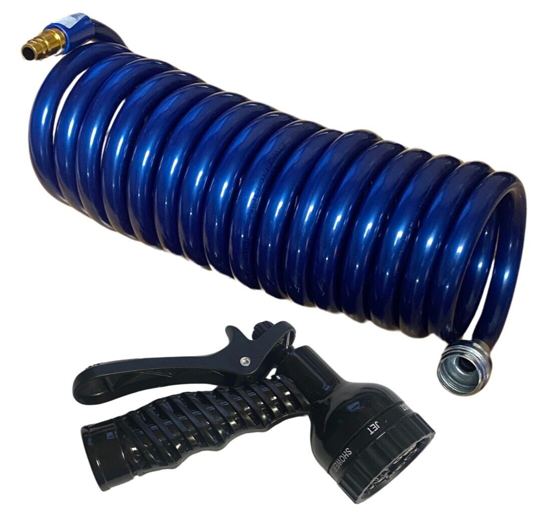 Exterior RV Hose 15' W/ Pistol Grip Sprayer Quick Attach & Garden Hose ...