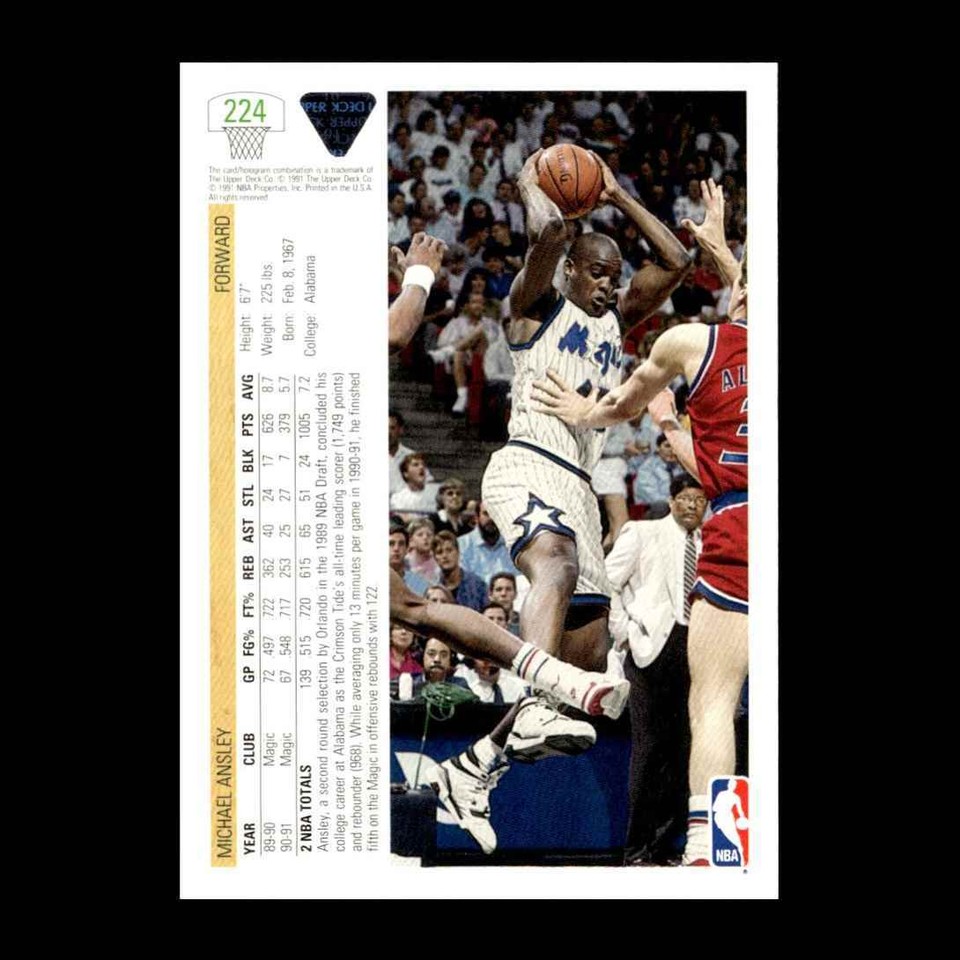 Michael Ansley 1991-92 Upper Deck Orlando Magic #224 R328U 51 | eBay