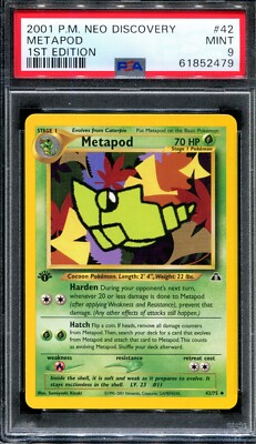 PSA 9 Pokemon 2001 1st Edition Neo Discovery Metapod Uncommon #42 | eBay