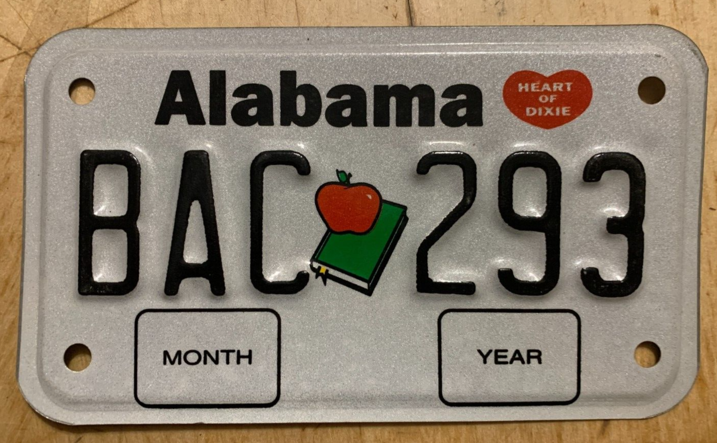 ALABAMA TEACHER'S PET CLEVER GRAPHIC MOTORCYCLE LICENSE PLATE " BAC 293 ...