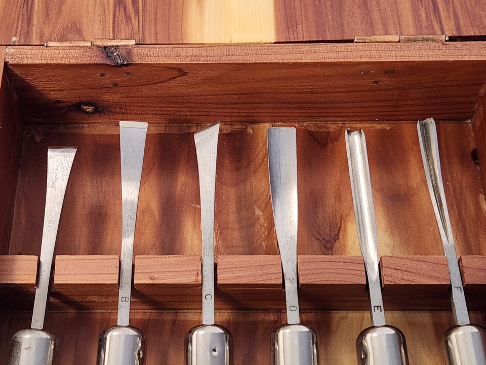 Vtg Millers Falls Carving Tool Set No. 106 wooden box Handle Chisel ...