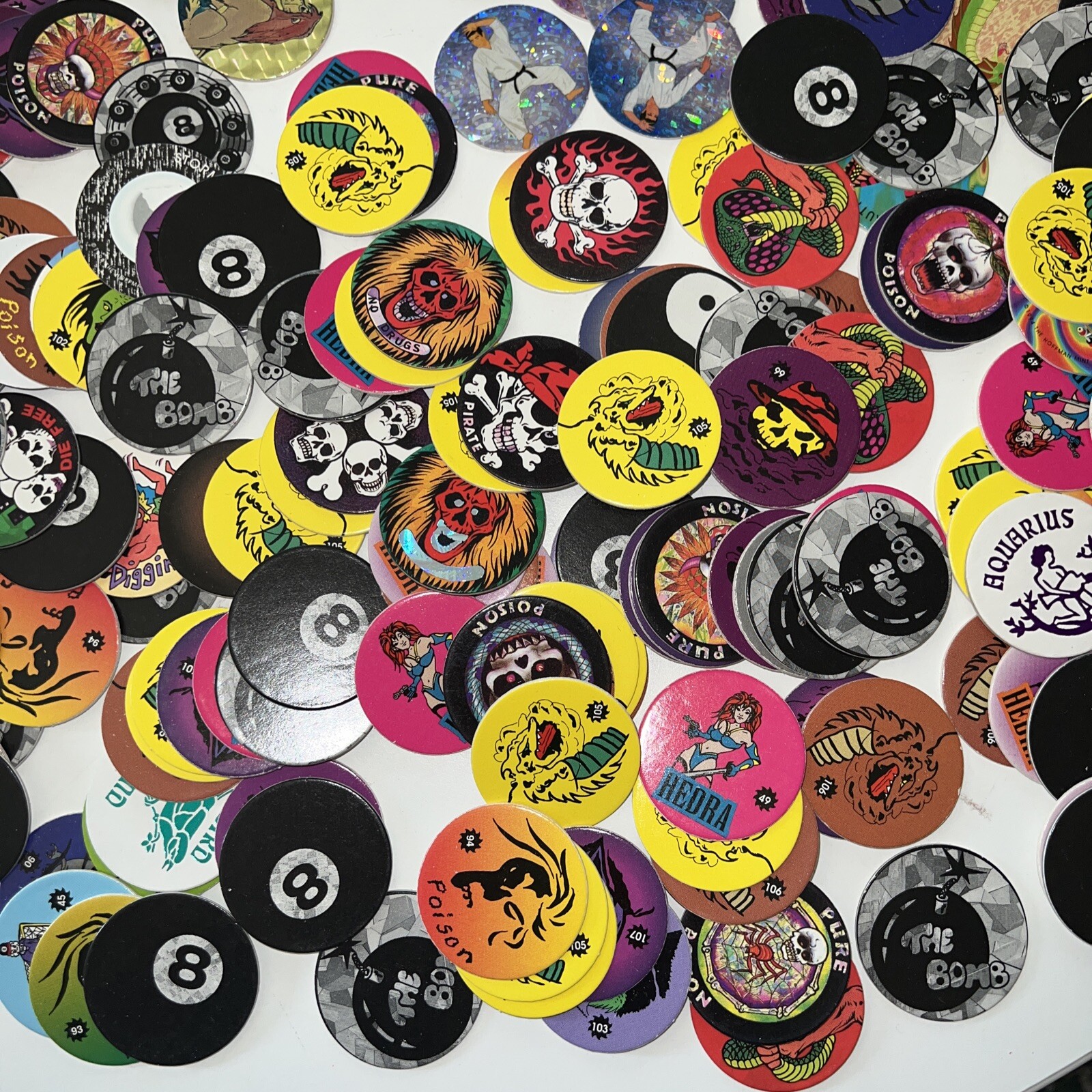 HUGE POGS MILK CAPS Lot - Poison Karate Hedra 8-Ball Disney Skull | eBay