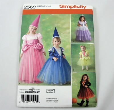 Simplicity Toddler Princess Costume Sewing Pattern 2569 Size 1/2 1 2 3 ...