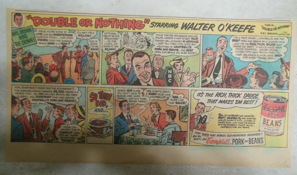 Campbell's Soup Ad: Walter O'Keefe Pork and Beans ! from 1940's 7.5 x ...