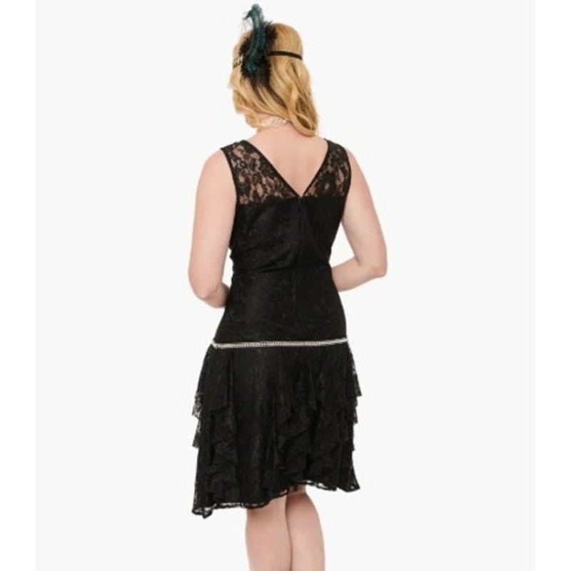 Unique Vintage 1920s Lace & Floral Ruffle Flapper Dress Sz 1X #70 | eBay