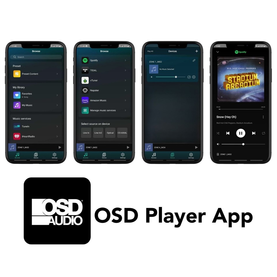 Bluetooth Outdoor Sound System - 4 Black Patio Speakers + App Control ...