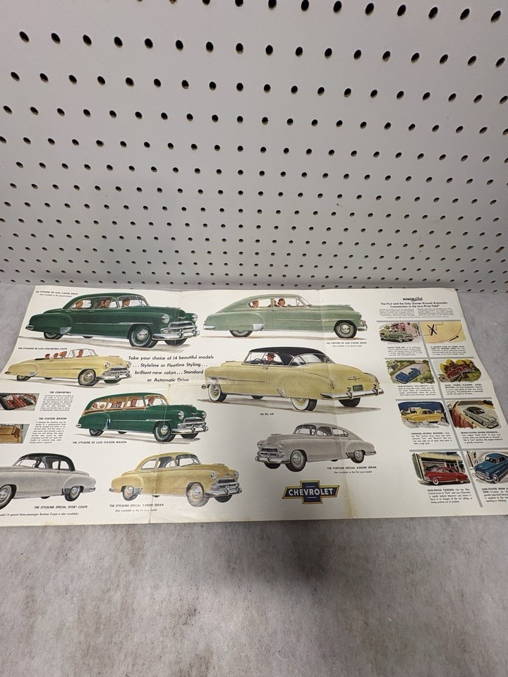 Vintage 1951 Chevrolet Dealership Brochure Fold Out Wall Art ...