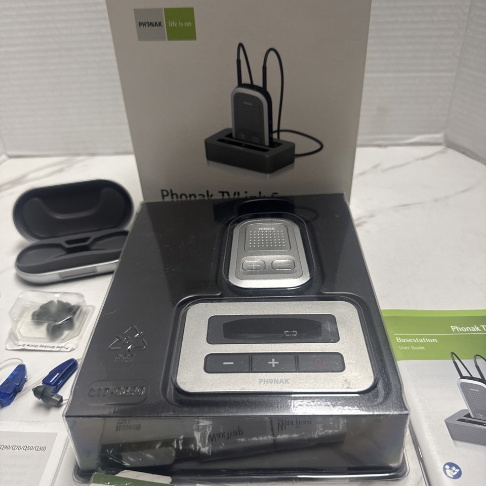 Phonak Audeo Q Hearing Aids With Case And Phonak TVLink S (W/out) Plug ...