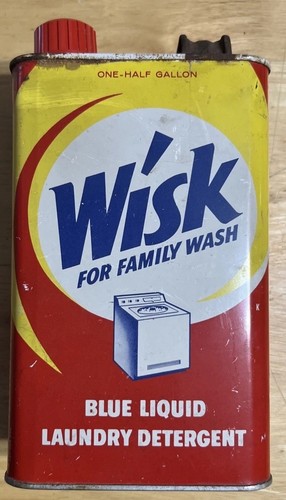Vtg 1958 Wisk Liquid Laundry Detergent One 1/2 Gallon Size Handled Tin ...