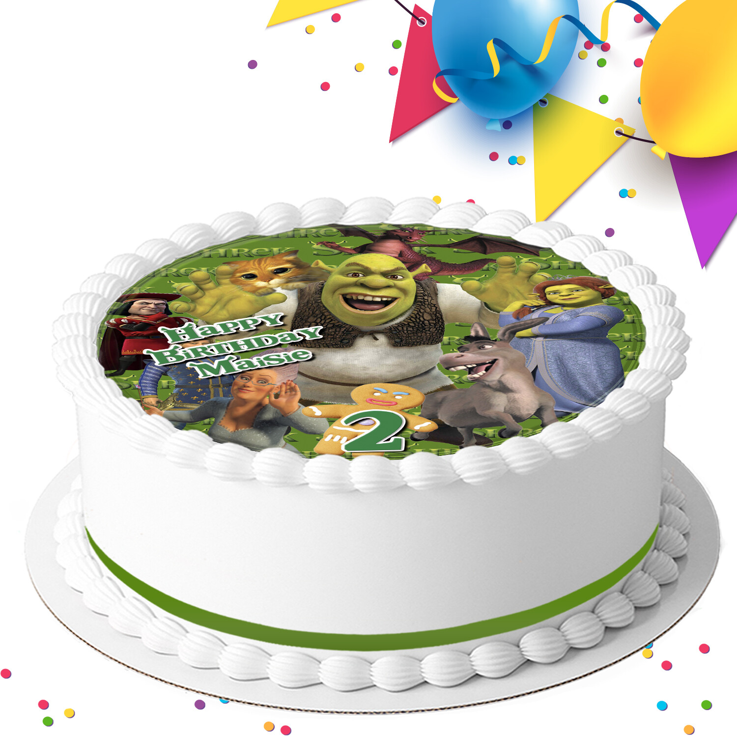 SHREK AND FRIENDS BIRTHDAY PERSONALISED EDIBLE CAKE TOPPER& CUPCAKE ...