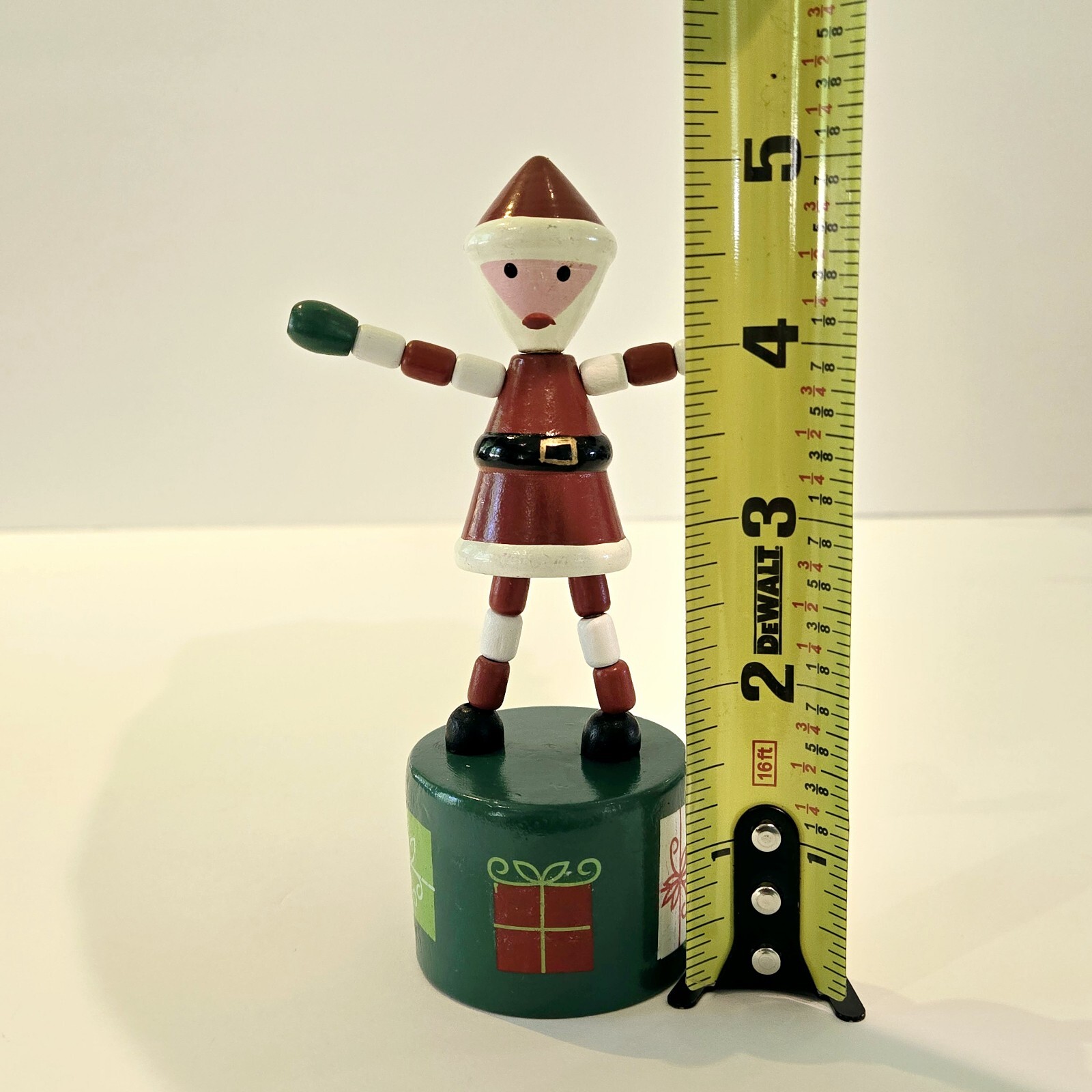 Santa Push Up Button Collapsible Thumb Puppet Toy Wood Painted 5” | eBay