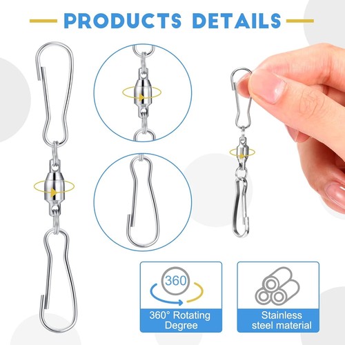 TecUnite 10 Pack Swivel Hooks Clips Smooth Spinning Dual Clip Hanging ...