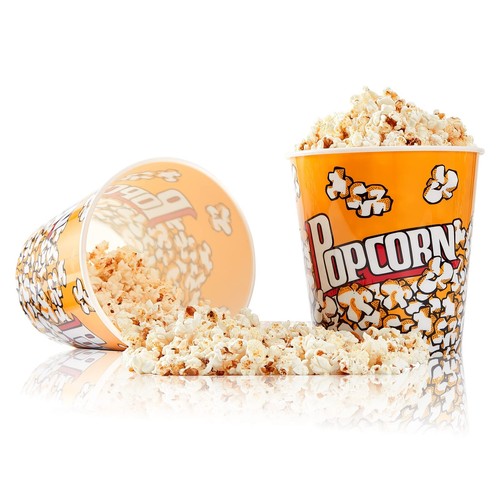 Plastic Popcorn Containers Retro Style Reusable Popcorn Buckets for ...