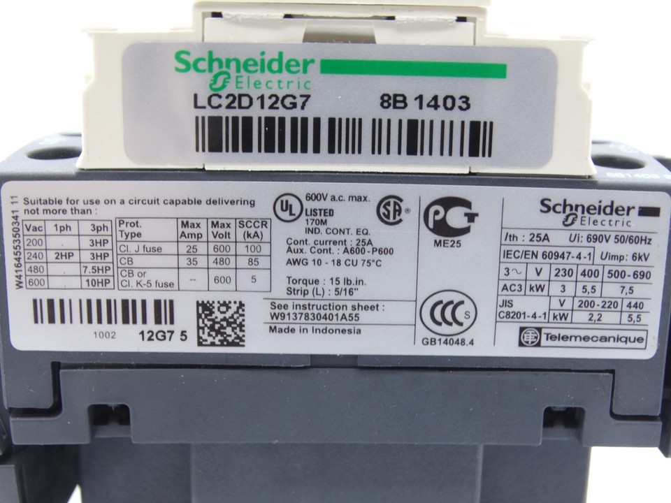 SCHNEIDER ELECTRIC LC2D12G7 CONTACTOR | eBay