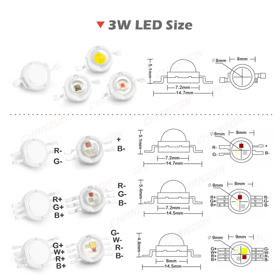 3W High Power Smd Led Chip 3 Watt Royal Blue Infrared Rgb Light ...