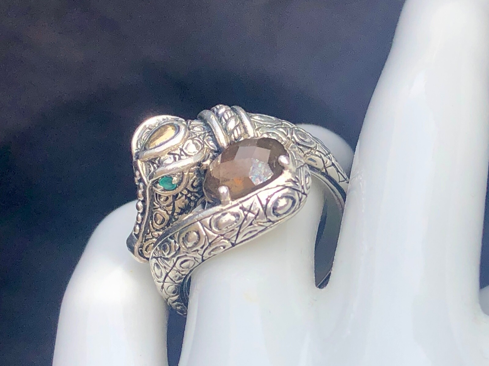 JAI John Hardy Croco Crocodile Sterling Warp Ring 14k Accents Topaz ...