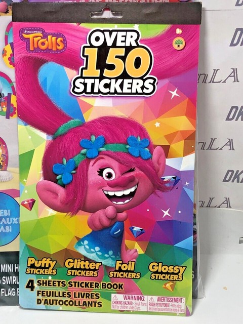 Dreamworks Trolls Sticker Book Over 150 Puffy Glitter Foil Glossy ...