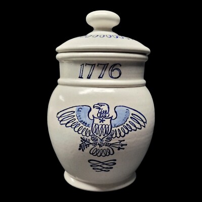VINTAGE PATRIOTIC POPPITRAIL METLOX CALI 1776 EAGLE COOKIE JAR MADE IN ...