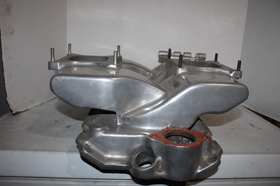 Vintage SBC cross ram intake POLISHED dual quad edelbrock offenhauser ...