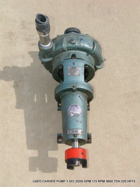 USED CARVER PUMP 1.5X1.25X9 GPM 115 RPM 3600 TDH 220 HP15 | eBay