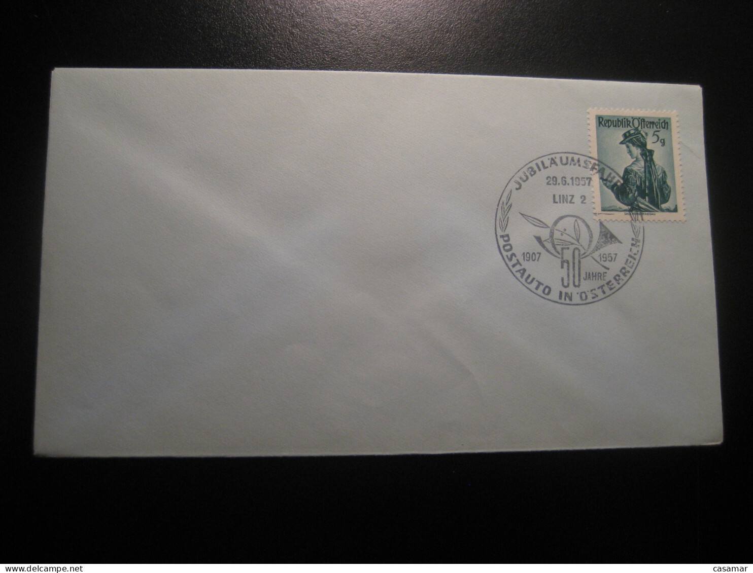 Linz 29.6.1957 Postbus Post Bus 50 Year Anniversary Trip Cancel Cover ...