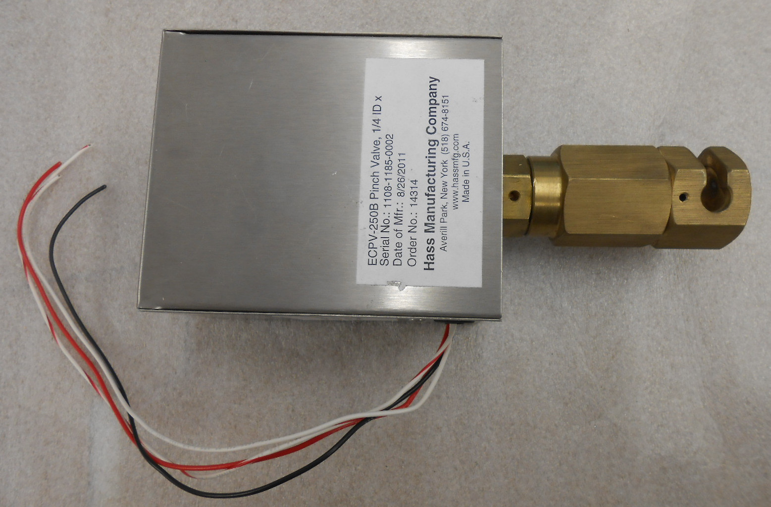 HASS MANUFACTURING ECPV-250B PINCH VALVE 1/4 ID X 3/8 OD TUBING | eBay