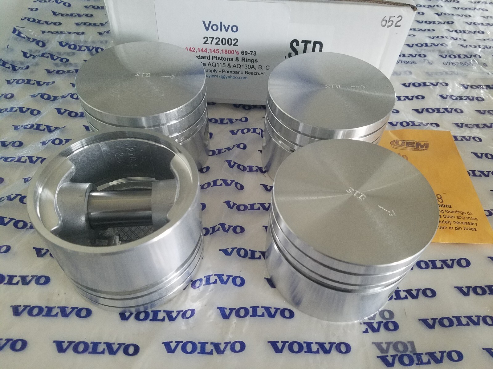 Volvo B20 Standard Pistons & Rings Set 142 , 144 145, 1800, PENTA ...