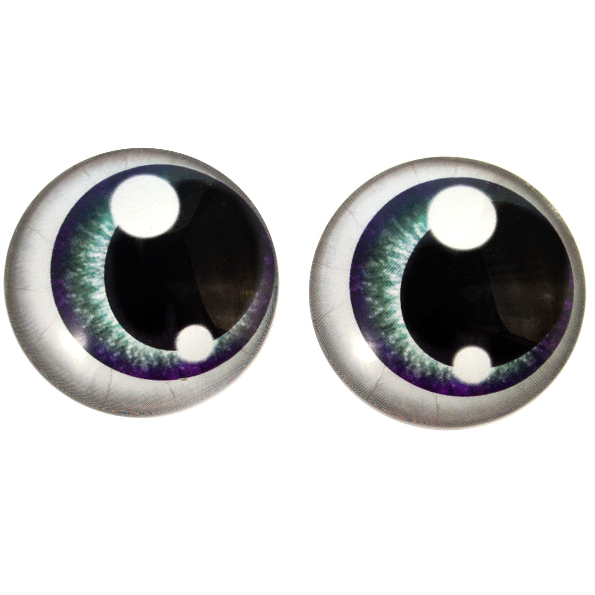 Glass Eyes: Pair of 30mm Teal and Purple Anime Human Doll Cabs Jewelry ...