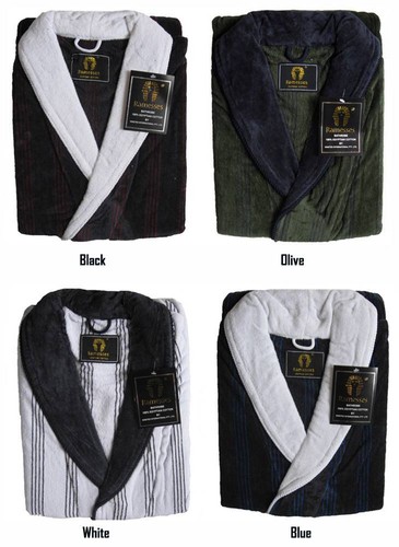Luxury With Tag Mens Jacquard Velour Egyptian Cotton Bathrobe Bath Robe ...
