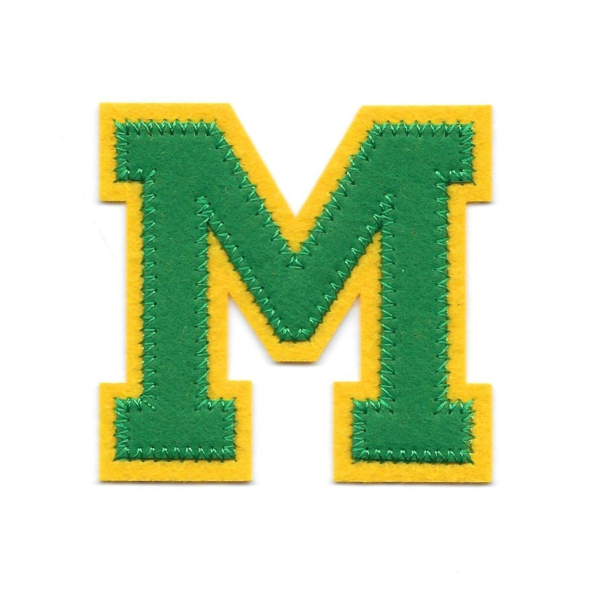 Green Yellow Varsity Letter M Felt Patch Athletic Letterman's Block 2 1 ...
