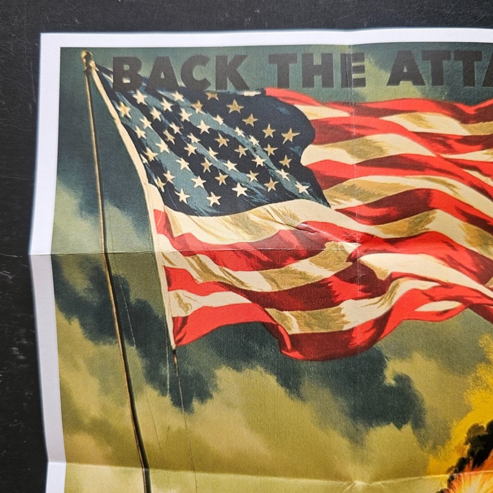 1941 WW2 USA BACK THE ATTACK BUY EXTRA BOND ARMY TANK WAR PROPAGANDA ...