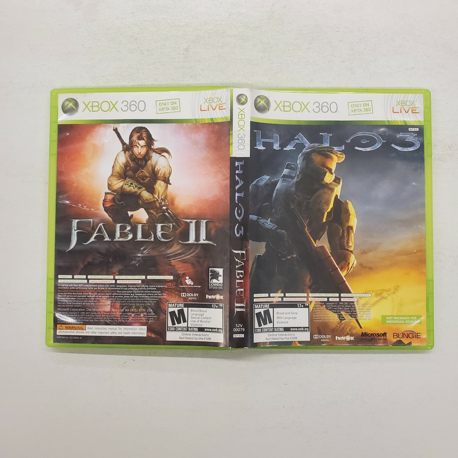XBOX 360 2 Games Fable II & Halo 3 Both In One Original Case 2 In 1 ...