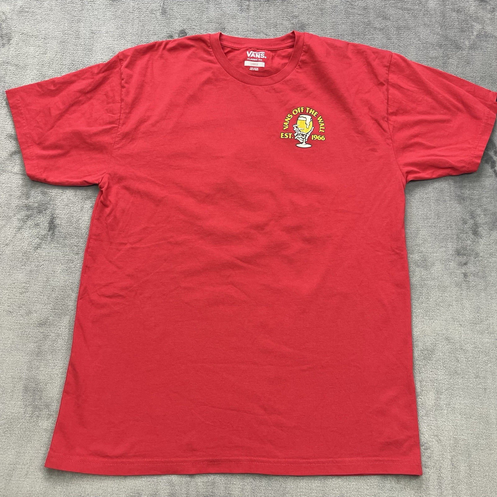 Vans Off the Wall T- shirt Men's Large Red Coldest In Town Cowboy Scull ...