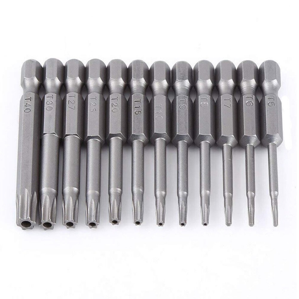 12x Tamper Proof Star Impact Driver Bit Set Security Screwdriver Bits ...