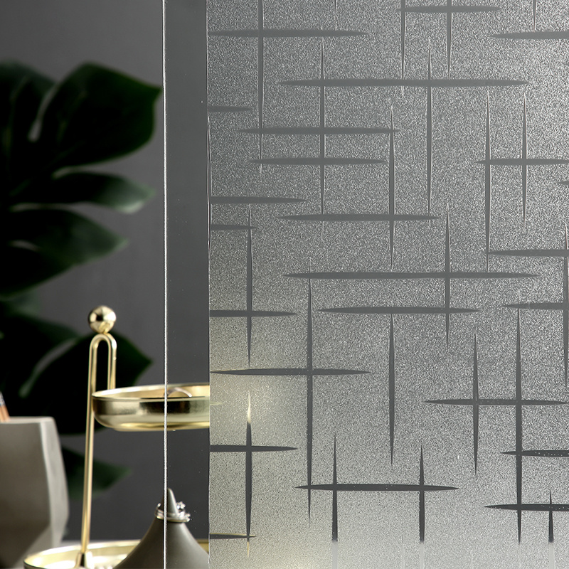 Frosted Static Cling Glass Window Film Cross Pattern Opaque Bathroom ...
