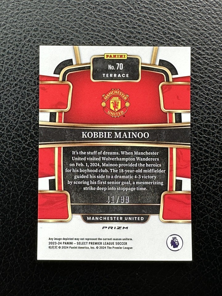 2023-24 Select EPL Soccer Kobbie Mainoo RC Pink /99 SP Card 70 ...