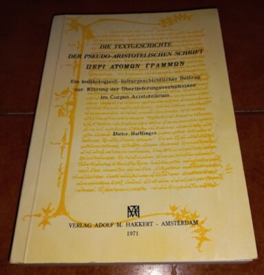 Harlfinger The Text History Pseudo Aristotelian Writing Peri Atomon ...