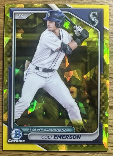 2024 Bowman Draft Sapphire COLT EMERSON #BDC-15 Seattle Prospect YELLOW ...