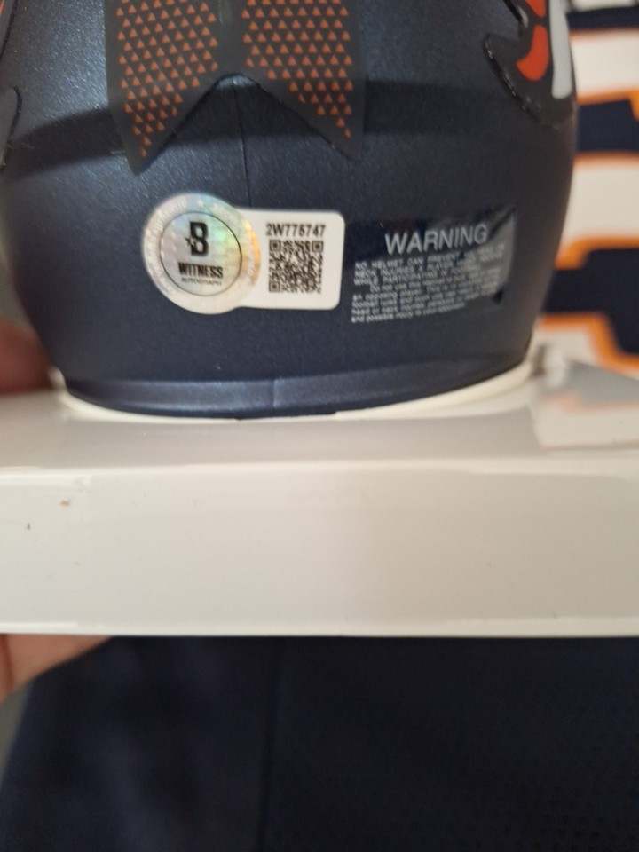 DRE GREENLAW DENVER BRONCOS SIGNED MINI HELMET/JERSEY CUSTOM BLUE ...