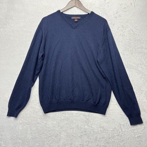 Linea Uomo Men’s V Neck Wool Blend Sweater Navy Sz L Long Sleeve | eBay