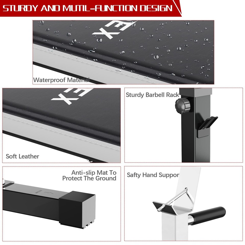 Adjustable Weight Bench Press with Squat Rack Folding Multi-Function ...