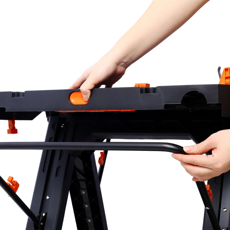 Portable Folding Work Table, 2-in-1 Sawhorse & Workbench, 31" x 25" w ...