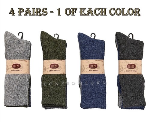 4 Pairs Mens Clear Creek Soft Cotton Poly Blend Dress Casual Assorted ...